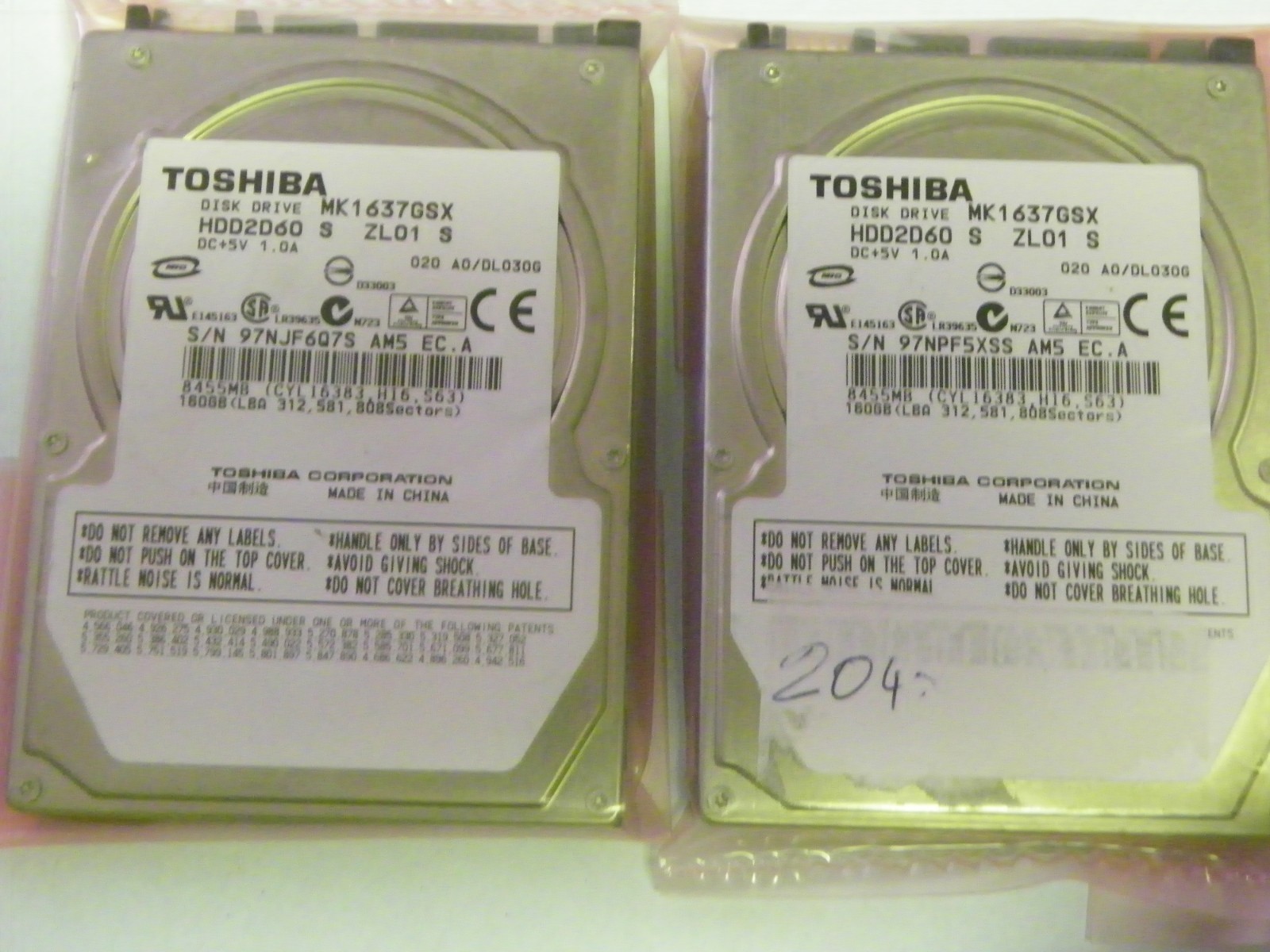 Toshiba MK1637GSX (HDD2D60 S ZL01 S) 020 A0/DL030G 160GB 2.5" SATA Hard ...