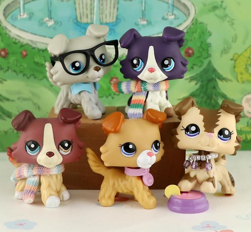 5pcs Rare Old lps Pets Action Figure Collectable Brown Collie with ...