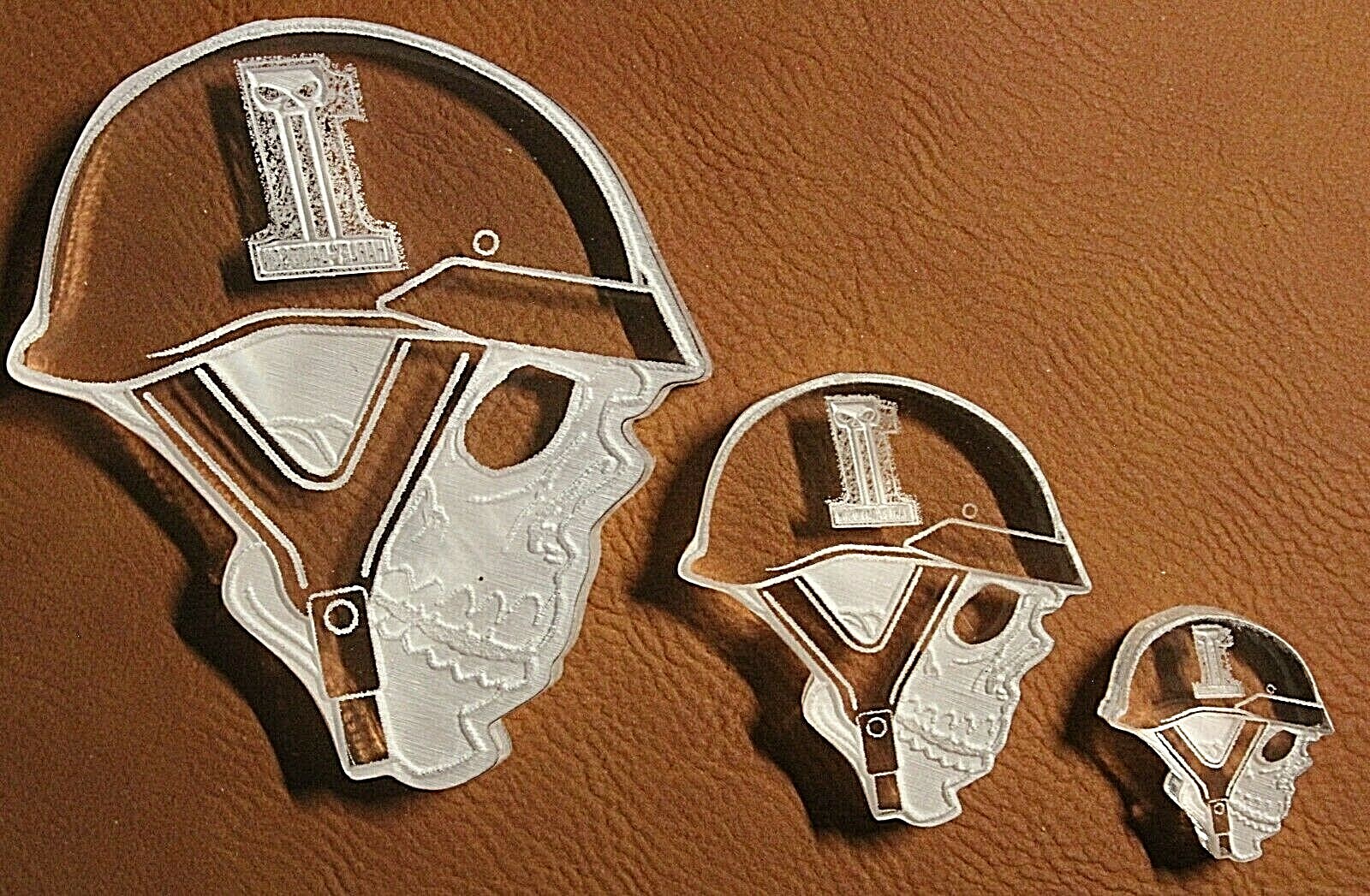ACRYLIC Leather Embossing Stamp SKULL #1 HELMET for Veg Tanned Leather ...