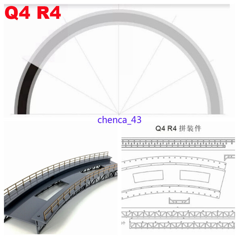 DIY 1:87 HO Scale Q4 R4 Curved Railway Bridge Model Train Railway Scene ...