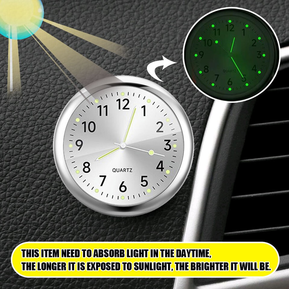 1x Car Dashboard Clock Stick-On Watch Quartz Clock Accessories For Auto ...