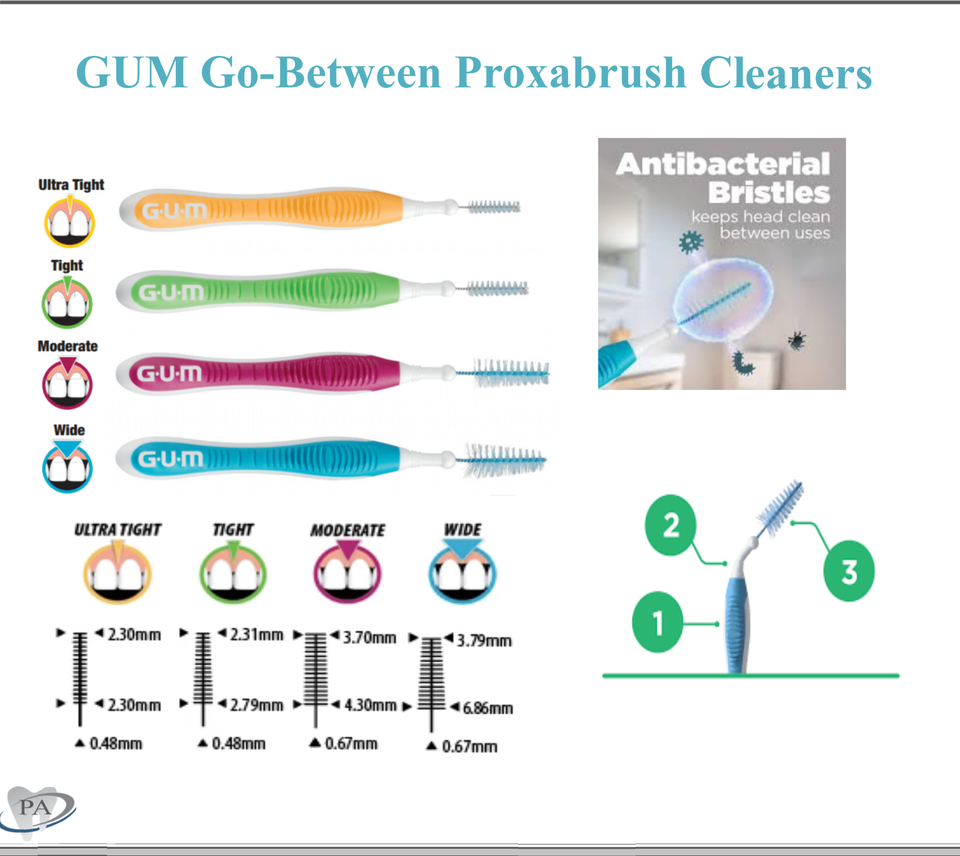 Dental GUM Go-Between Proxabrush Cleaners Variety Taper Cleaners, 36 ...
