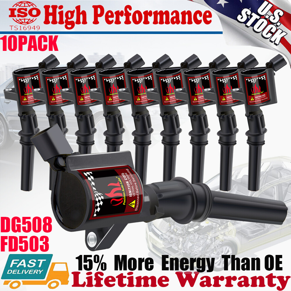 Set of 10 Ignition Coil Pack DG508 for Ford E-350 E-450 F250 F350 F450 ...