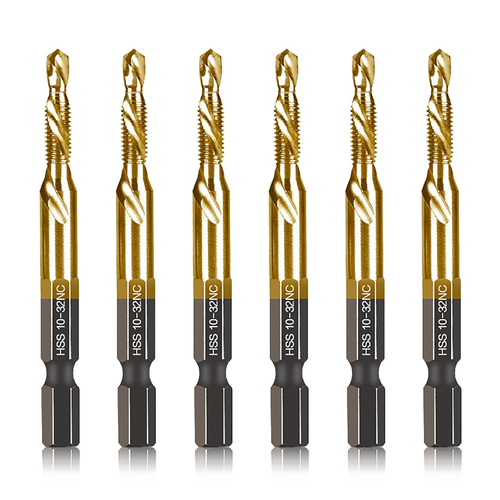 6-Pc 10-32NC Combination Drill Tap Bit Set SAE, 10-32NC Thread Size, Titanium Co 7445044956983| eBay