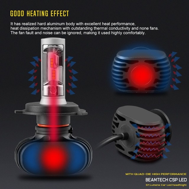 1 Pair BeamTech H4 9003 LED Headlight Bulbs High Low Beam Conversion ...