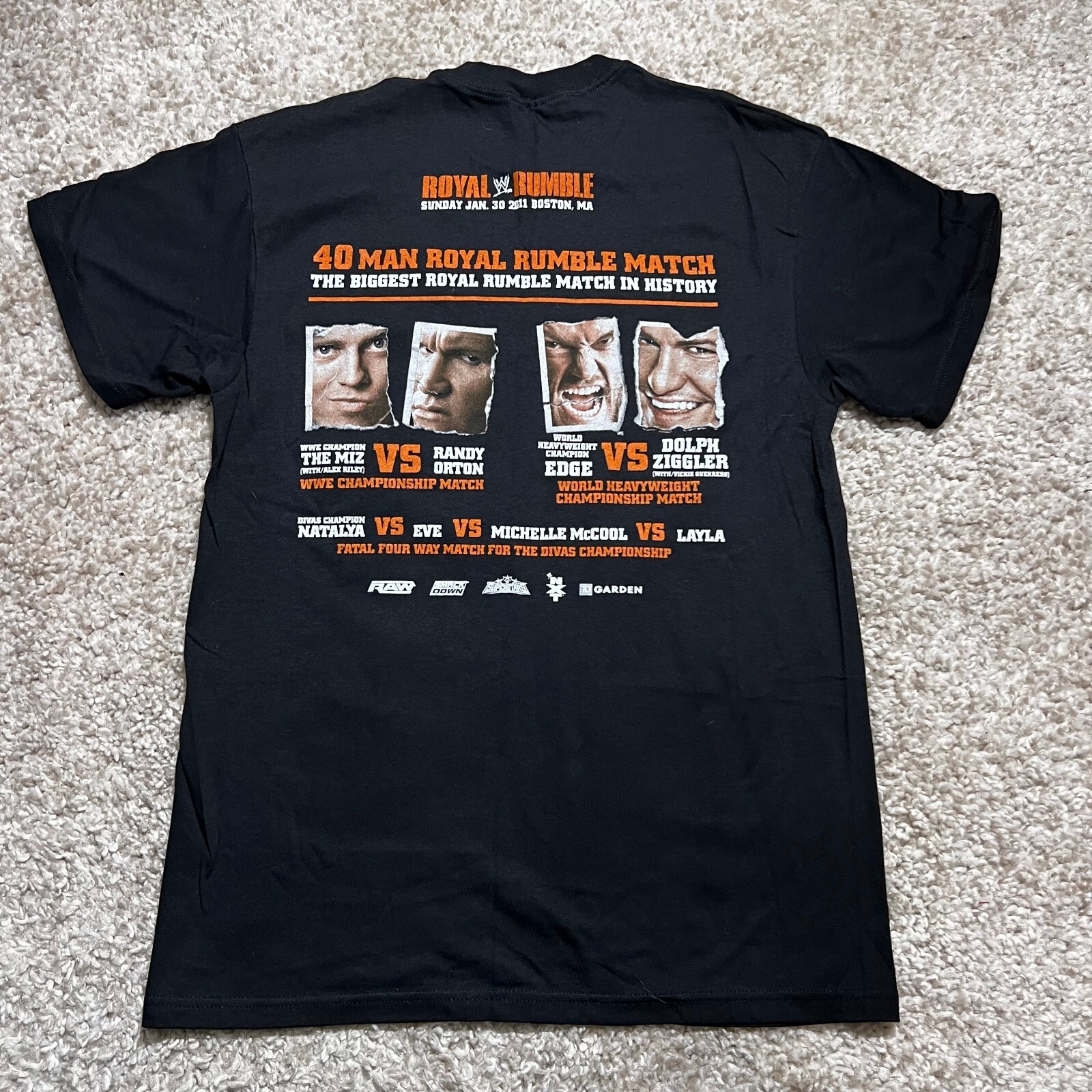 WWE 40 Man Royal Rumble Shirt Mens Large Black 2011 PPV Orton Edge John ...