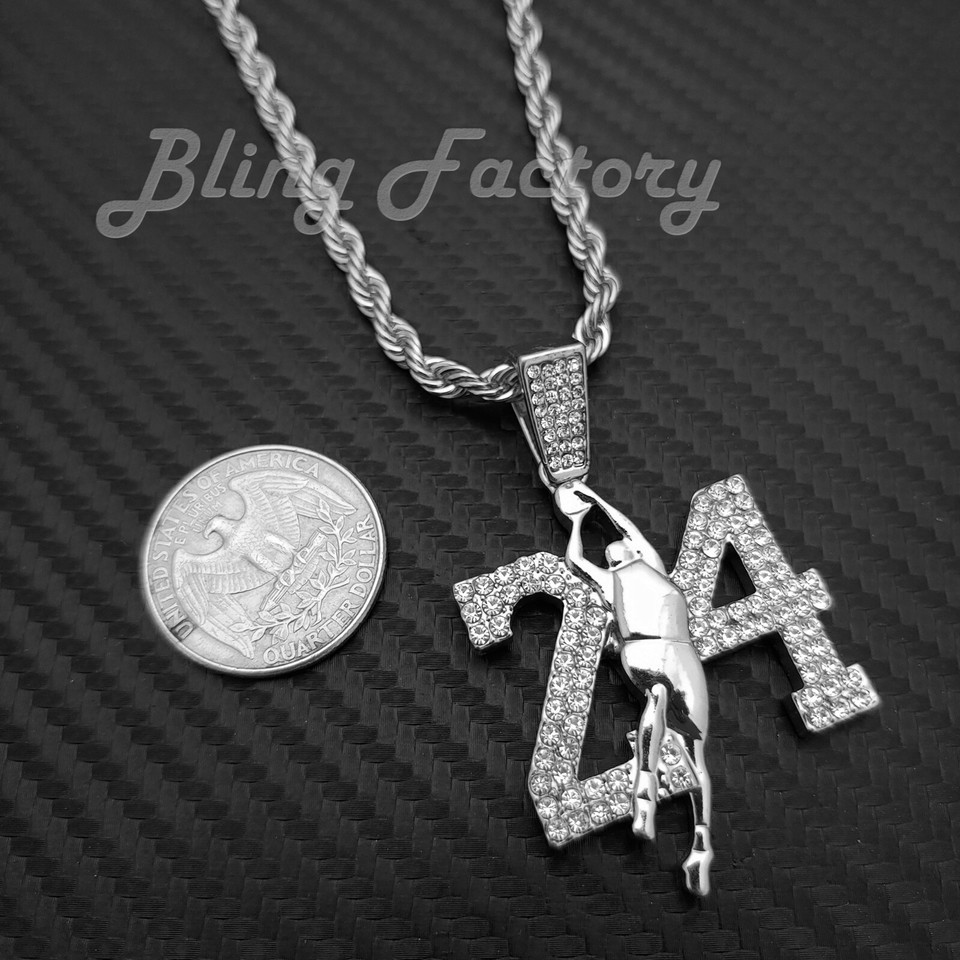 Hip Hop Iced Kobe Forever 24 Pendant & 4mm 24" Rope Chain Fashion Bling ...