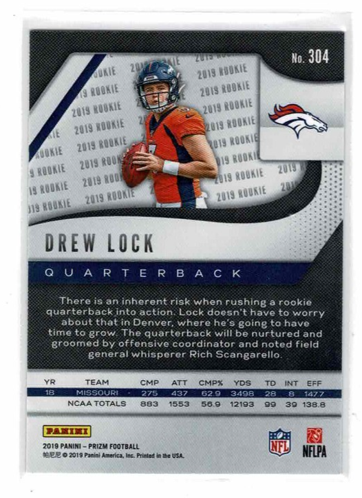 Drew Lock 2019 Panini Prizm Rookie Card Denver Broncos No.304 Seattle ...