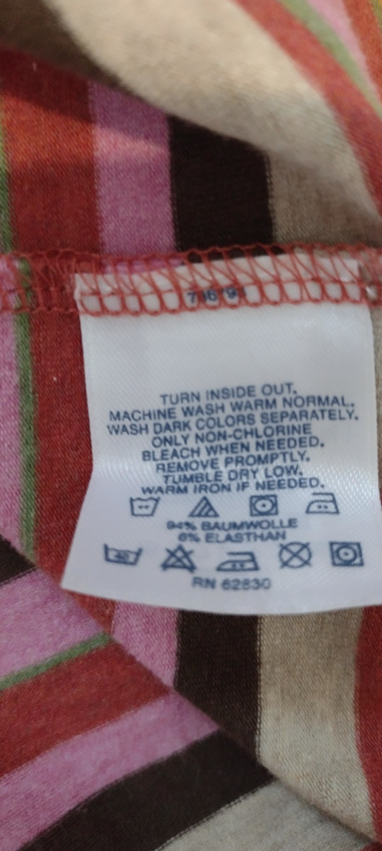 Lands End Long Sleeve T Shirt Rainbow Stripe Womens Medium Multi color ...