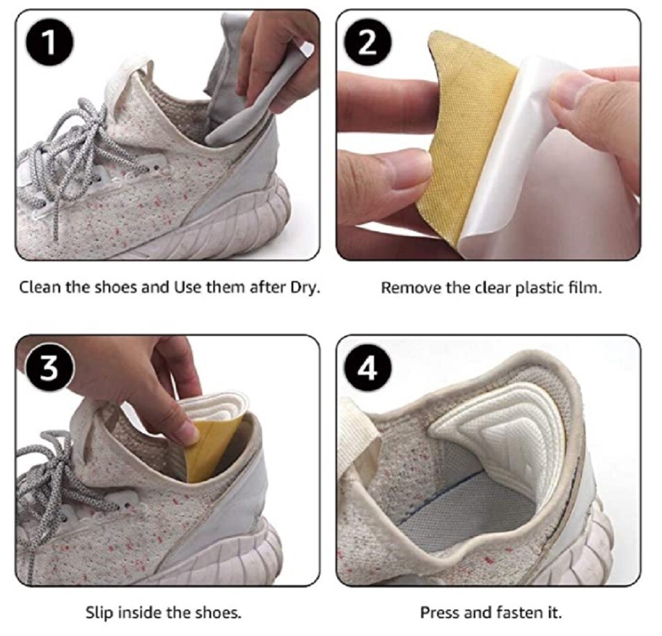 4 Pairs Heel Cushion Pads–Anti-Slip Shoe Liner Inserts for Loose Shoes ...