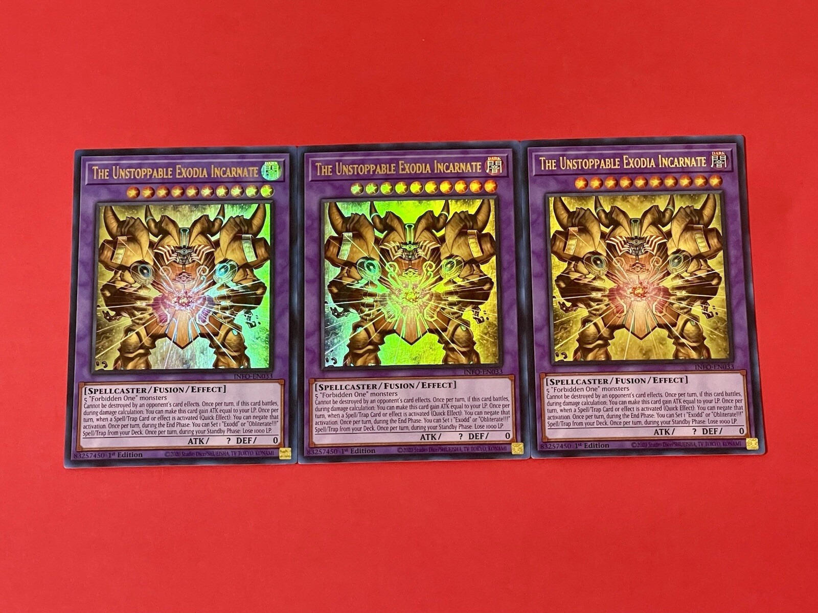 3x The Unstoppable Exodia Incarnate | INFO-EN033 | Ultra Rare | 1st Ed ...