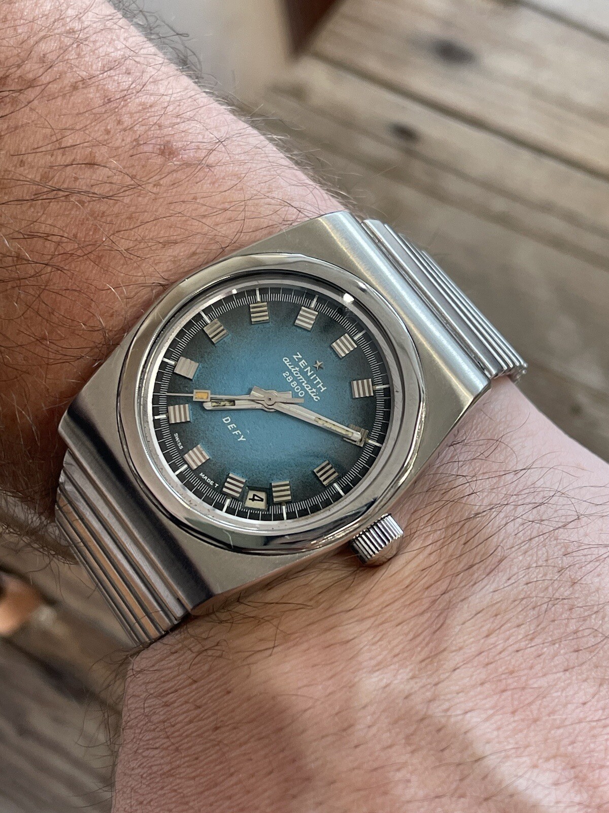 Vintage Zenith Defy Blue fume Sunburst Dial a7682 Automatic Watch | eBay