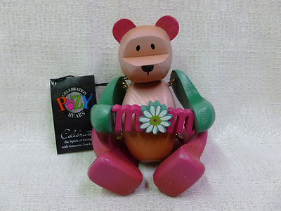 Celebration Wooden Gift Craft Pozy Teddy Bear Mom Is Love New Figurine ...