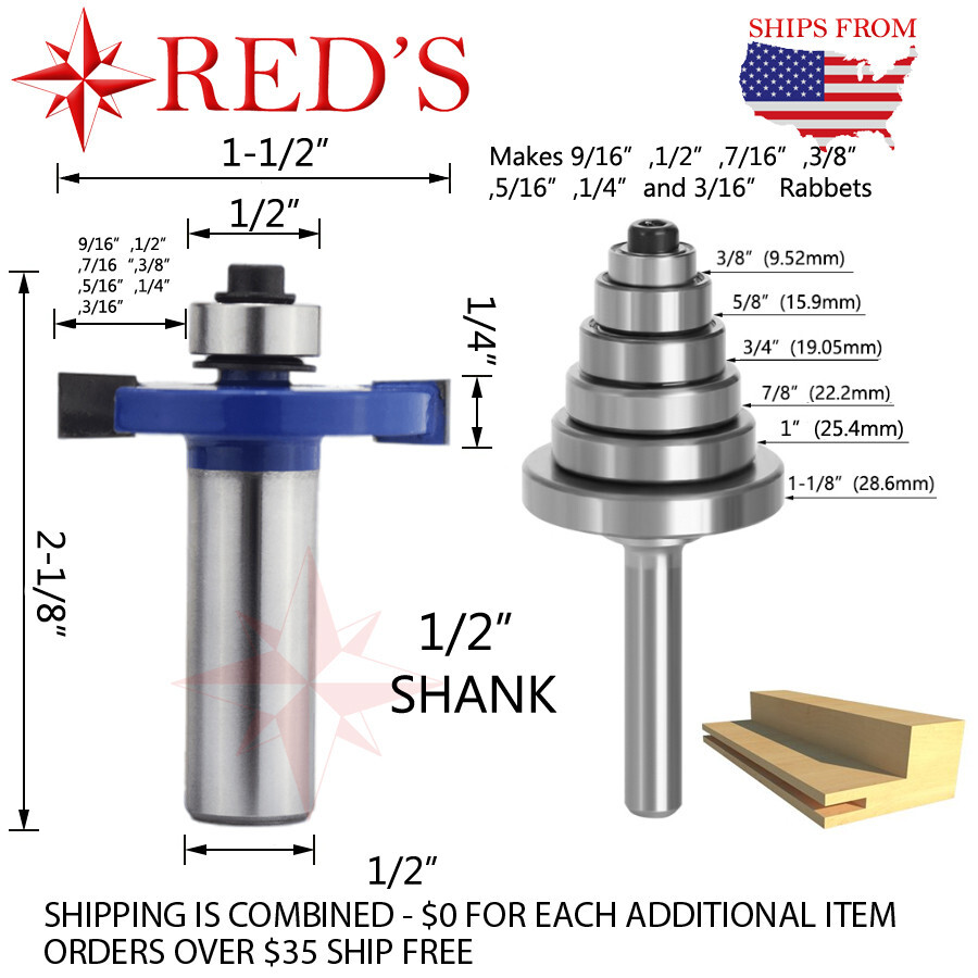 Tideway Pro WL-1345 1/2"X 1/4" Slot with Bearing SET 1/2" shank router ...