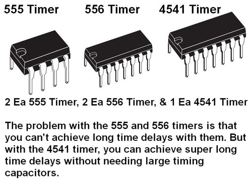 Timers (2 ea 555 + 2 ea 556 Timer) + 1 ea 4541 Long Duration Timer, DIP ...