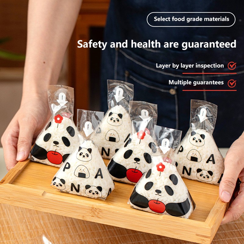 100Pcs Cartoon Triangle Rice Ball Packaging Bag Onigiri Seaweed Sushi ...
