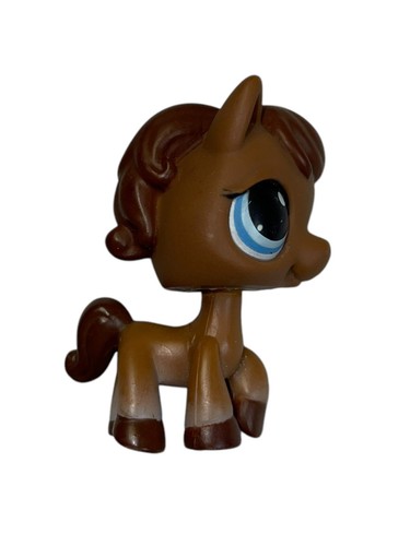 Littlest Pet Shop Authentic # 337 LPS Chocolate Brown Horse Pony Blue ...