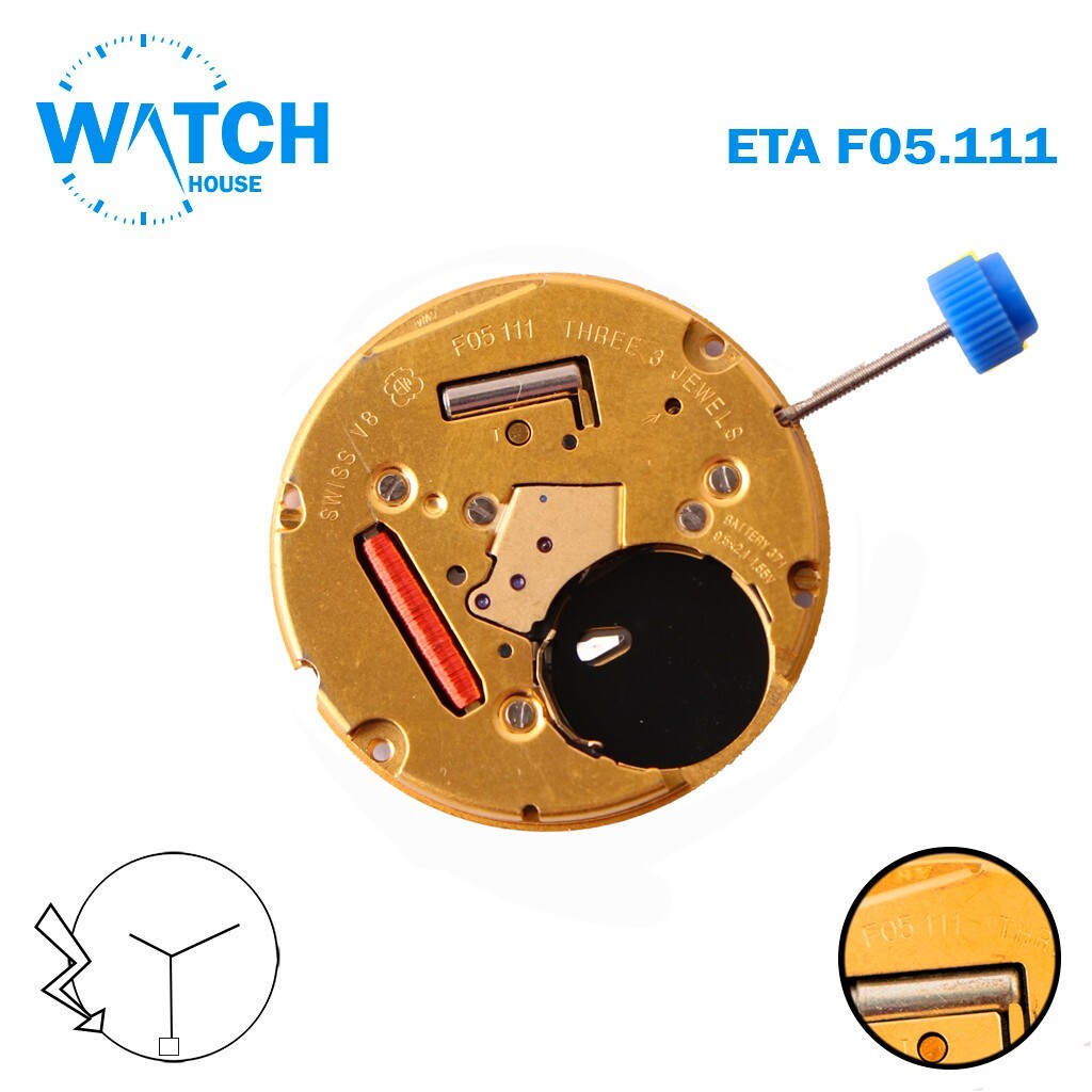 ETA F05.111 Swiss Movement, White Date Disk at 6, Height 4.48, Hand ...