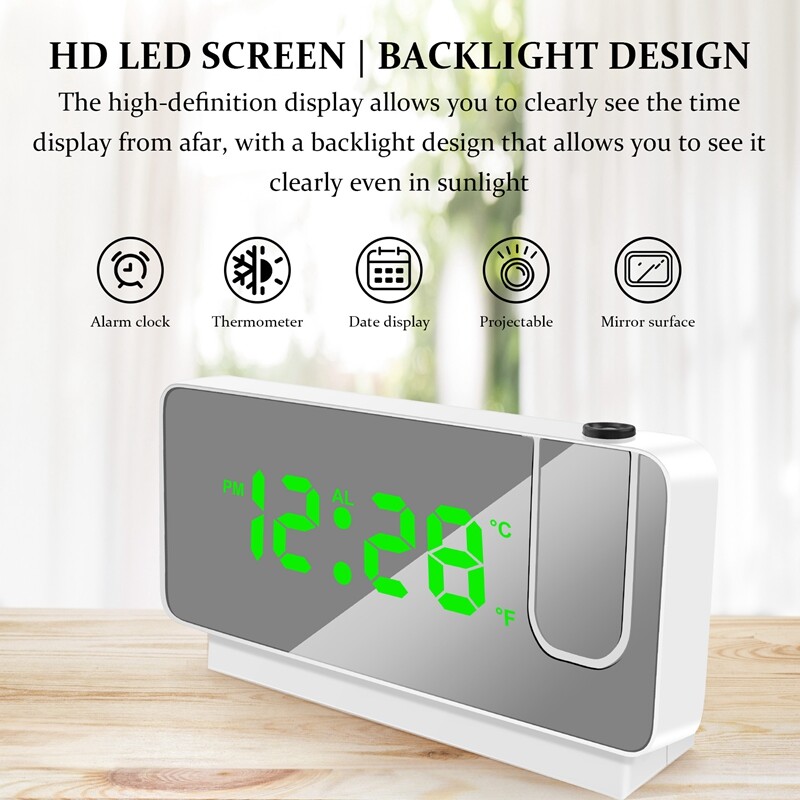 2X(LED Digital Projection Alarm Clock Table Electronic Alarm Clock with ...
