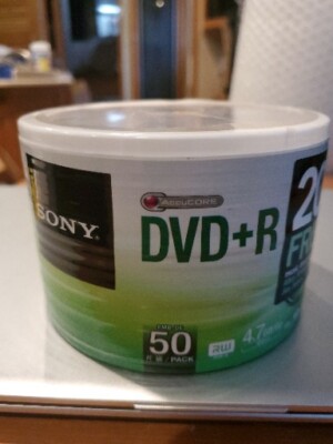 Sony DVD+R 4.7GB 120 Min 16X Blank Media Disc 50 Pack 50DPR47SP New ...
