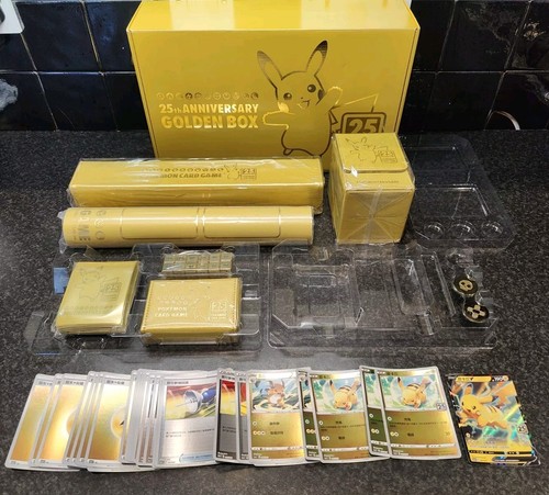 Pokemon 25th Anniversary Golden Box Pikachu Chinese TCG Opened Missing ...