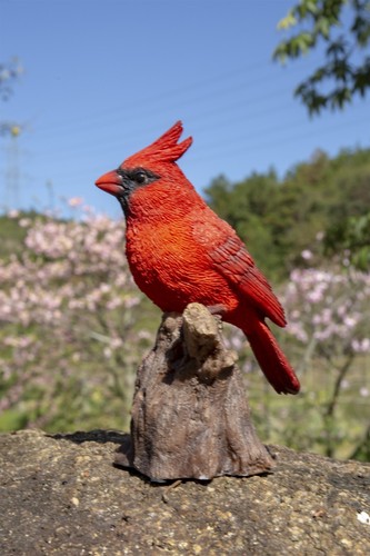 Motion Activated Bird on Stump Cardinal Blue Jay Tit Home Tabletop ...
