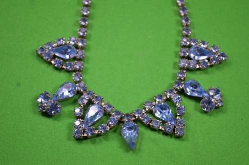 Vintage WEISS Signed Rhinestone Choker Necklace Blue Crystal,M7 | eBay