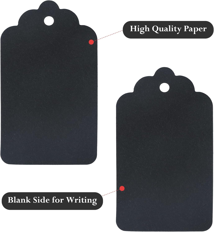 100Pcs Paper Tags,Gift Tags with String,Blank Gift Bags Tags,Black Tags ...