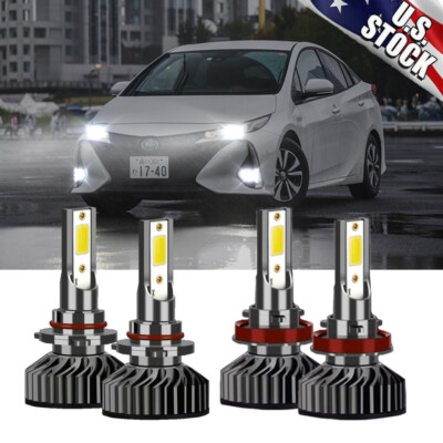Combo LED Headlight High Low beam Bulb Conversion Kit For Toyota Prius ...