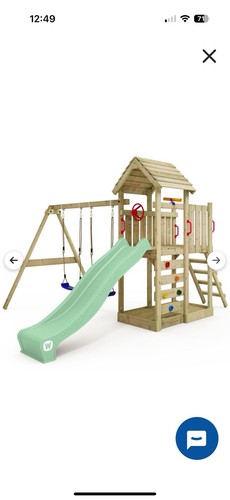 WICKEY MultiFlyer Climbing Frame Wood Swing Set Slide Outdoor Garden ...