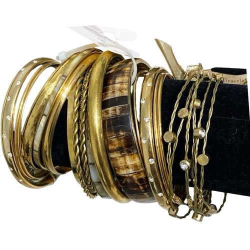 Lot of 22 Gold Tone Bangle Bracelets Metal Costume Jewelry Dress Barn NWT | eBay