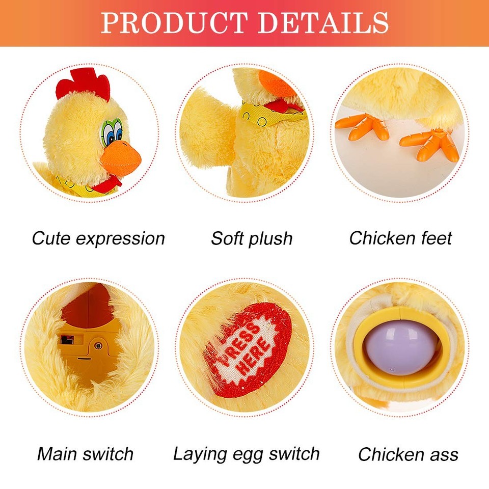 AOSUYOU Easter Chicken Animal Toy Doll Laying Egg Electric Crazy Plush ...
