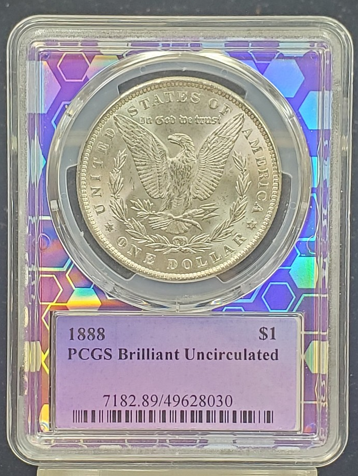 1888-P $1 Morgan Silver Dollar- PCGS Certified BU Condition "Trader Bea ...