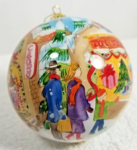 Li Bien Reverse Hand Painted Family Shopping Large Glass Christmas ...