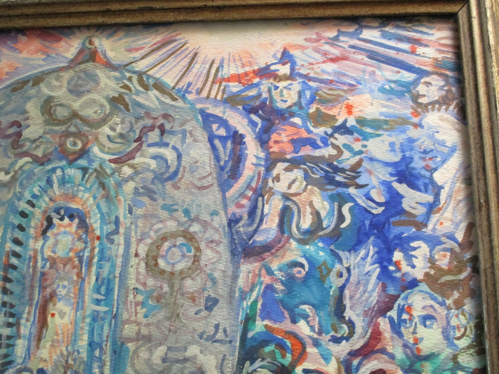 WHIMSICAL ABSTRACT PAINTING MID CENTURY MODERN NUDES ANGELS ...