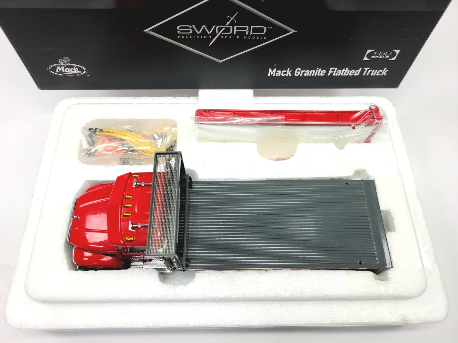 Mack Granite Flatbed Truck - Red - Sword 1:50 Scale Diecast Model # ...