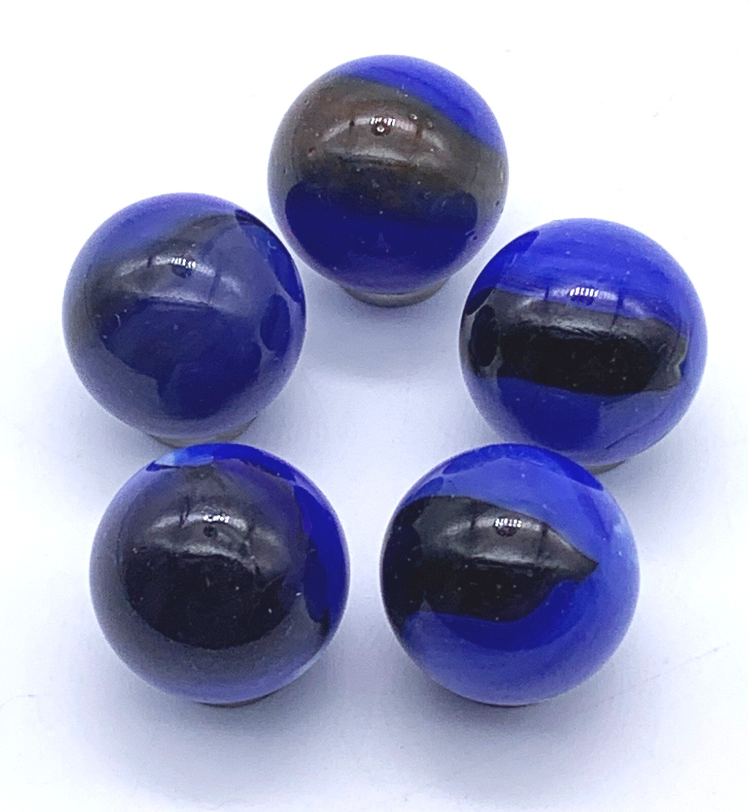 16mm Blue Dolphin Mega Marbles Players Pk 5 Blue w White and Black ...