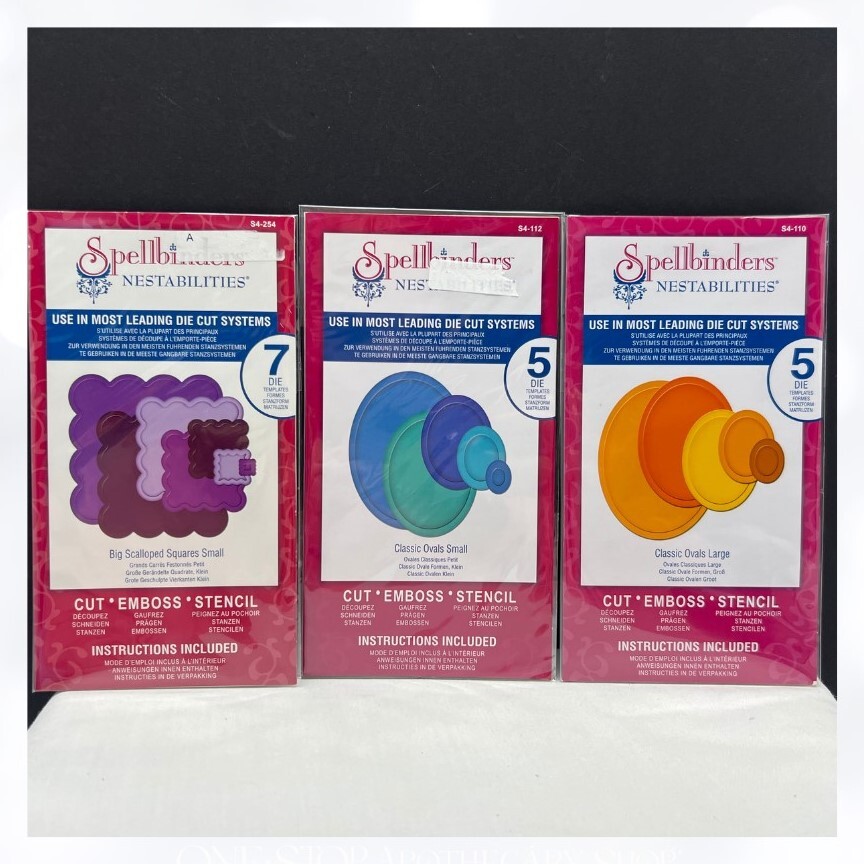 Spellbinders Nestabilities OVALS & SCALLOPED SQUARES Shapes Dies Lot of ...