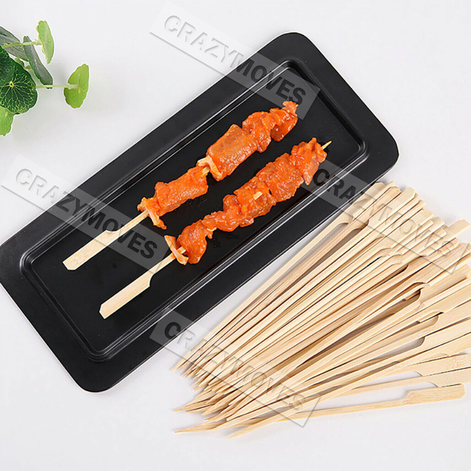 100x Bamboo Wooden Paddle Skewers Disposable Finger Food Cocktail BBQ ...