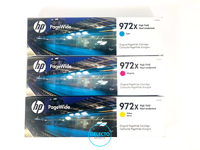 GENUINE 3-Pack HP 972X High Yield M/Y/C PageWide Cartridges SEALED ...