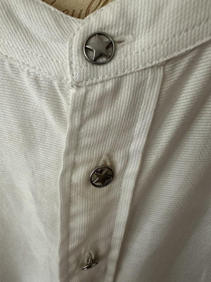 Scully Men’ s XL White Western Pique Band Collar Star Buttons Shirt | eBay