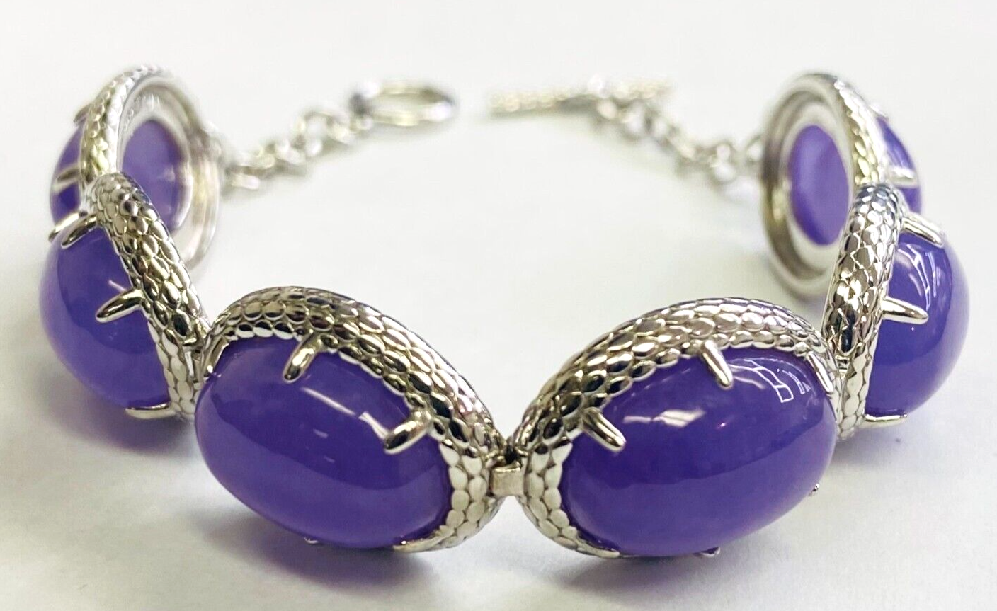 HSN Jade of Yesteryear Sterling Silver Oval Lavender Jade Line Bracelet ...