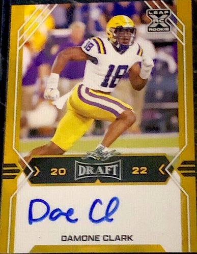 2022 Damone Clark Cowboys Leaf Draft Football #BA-DC1 Gold Auto RC LSU ...