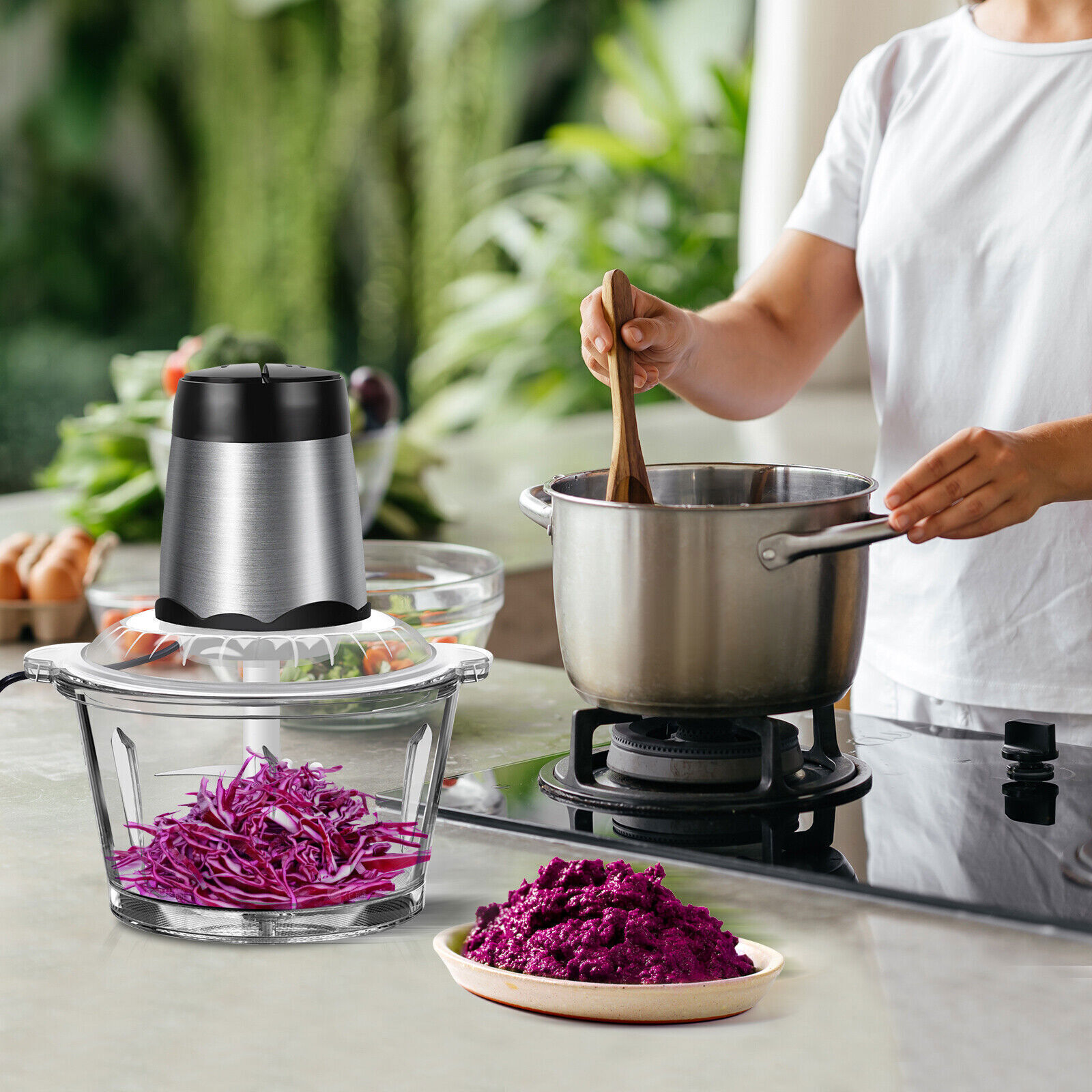 2L Food Processor Meat Spices Grinder Multi Blender Garlic Masher ...