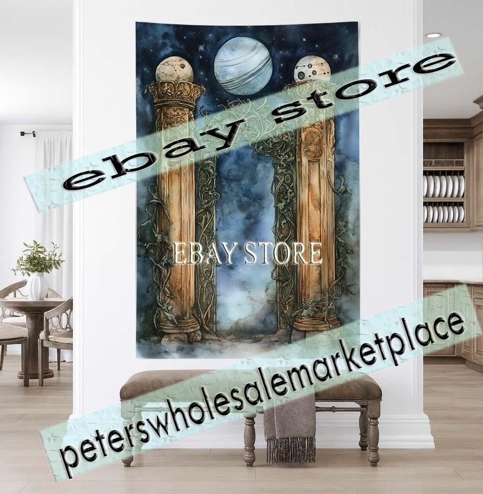 Star Pillars Tapestry Celestial Portal Towers Pagan spirituality art ...