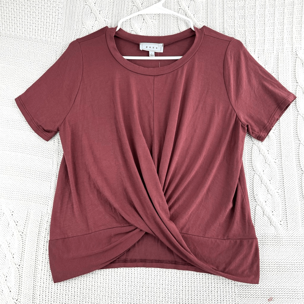 NEW Gaze Twist Front T-Shirt Blouse Women’s Large Rust Red | eBay
