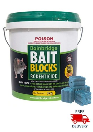 Bainbridge Quick Kill Single Feed Rat Mouse Rodent Bait Blocks Poison ...