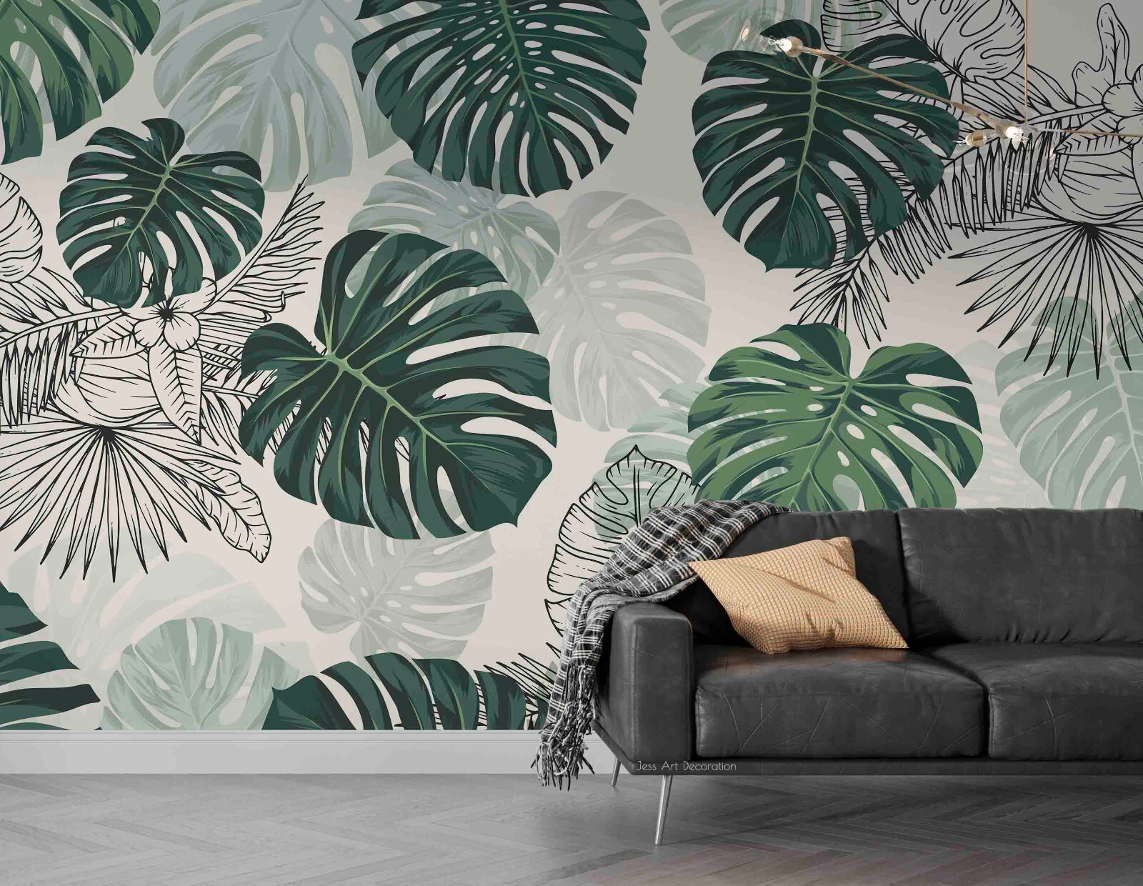 3D Green Monstera Leaf Wall Murals Wallpaper Murals Wall Sticker | eBay