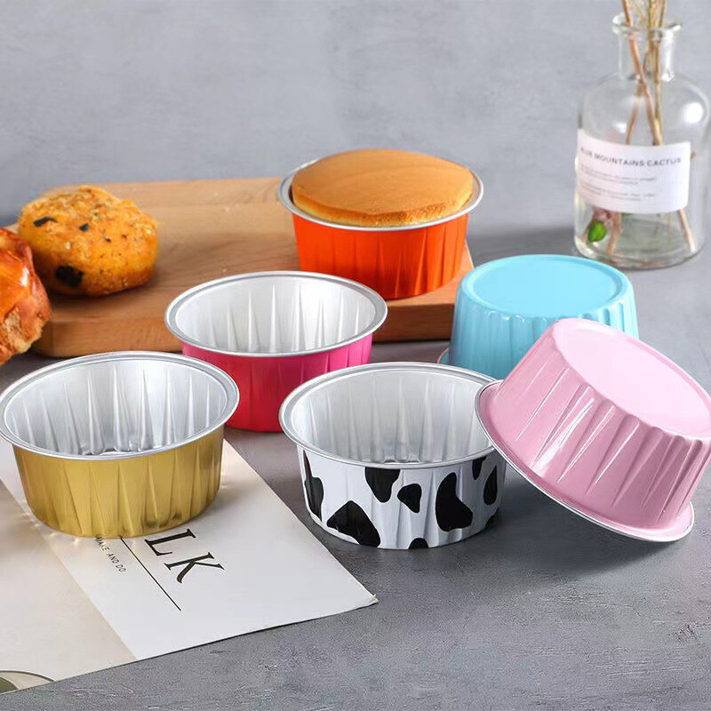 10PCS Aluminum Foil Tin Cups Pudding Cake Mold Reusable Small Baking ...