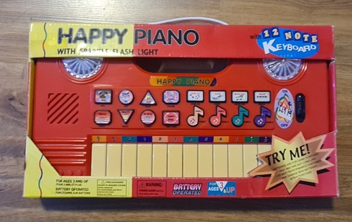 Vintage 90s Happy Piano 12 note keyboard toy battery operated NOS ...